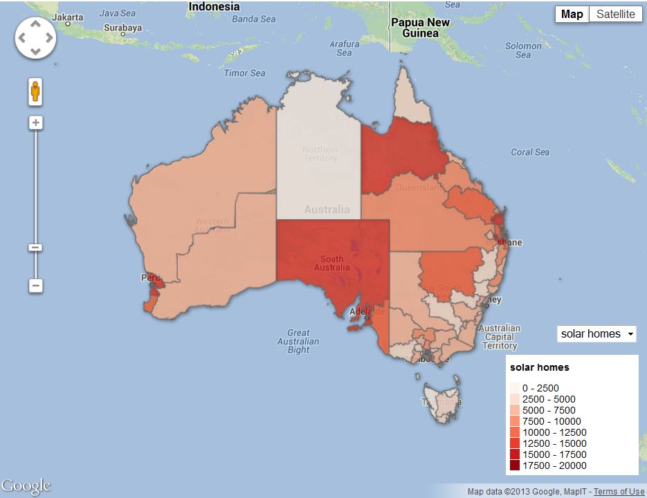 Solar energy map of Australia | PRAGWATER